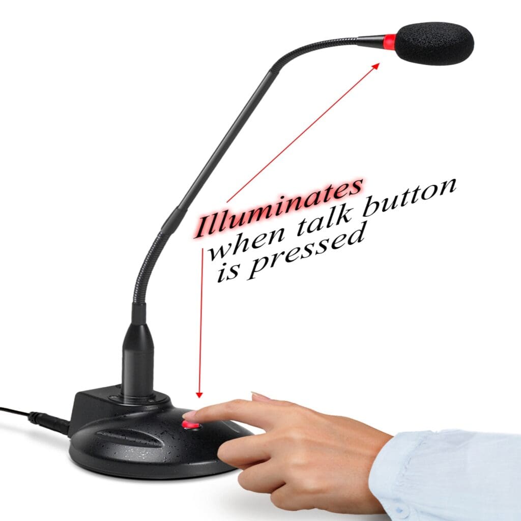 18" Gooseneck Push-to-Talk USB Microphone | TranscriptionGear.com